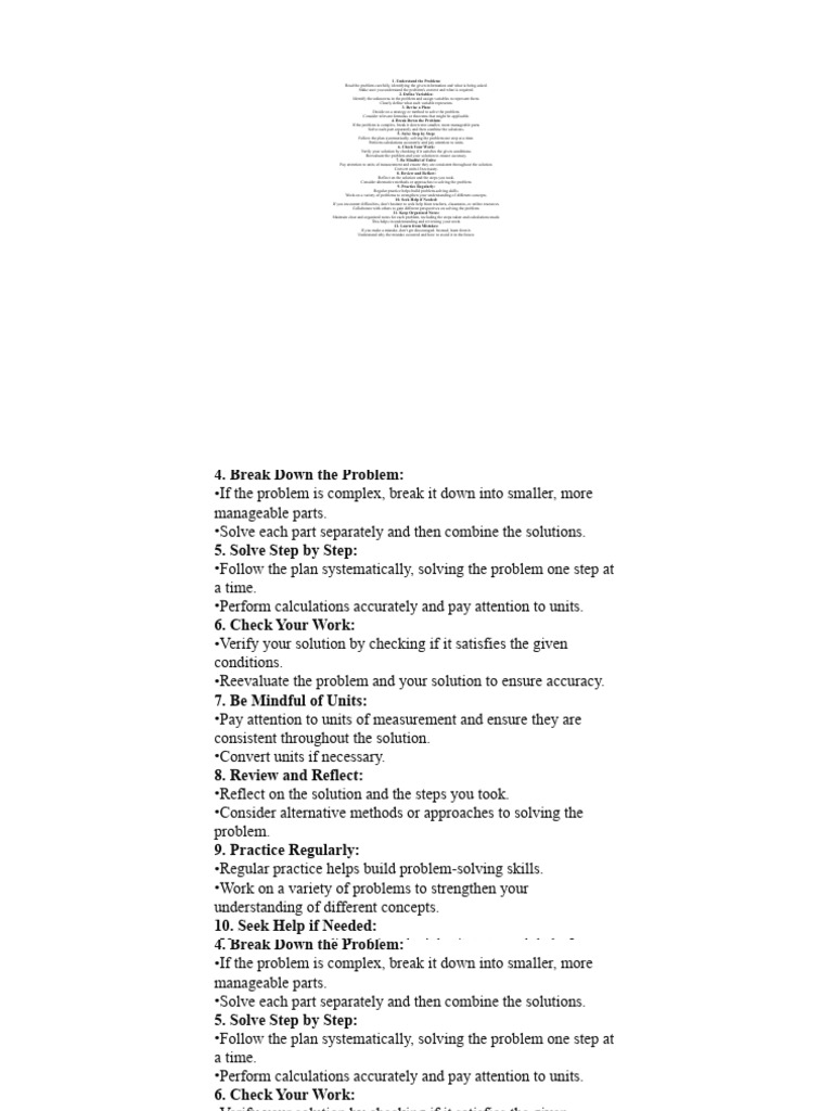 Steps in Solving Math Problems | PDF | Attention | Accuracy And Precision