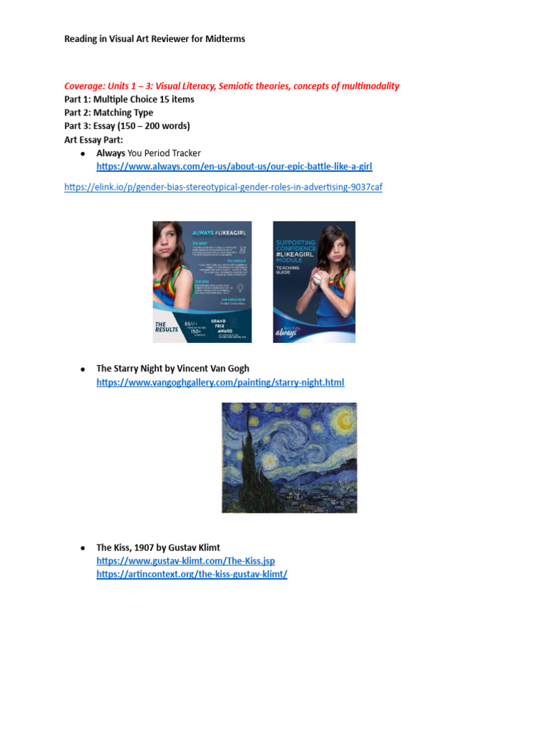 Reading in Visual Art Reviewer For Midterms | PDF | Semiotics | Human Communication