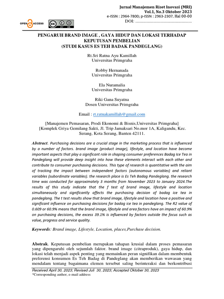 Jurnal Es Teh Badag - 1 | PDF | Strategic Management | Promotion And ...