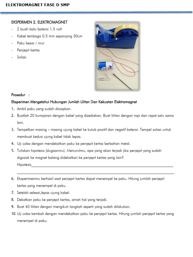 Lembar Kerja (Eksperimen 2) - Memahami Metode Magnetisasi | PDF
