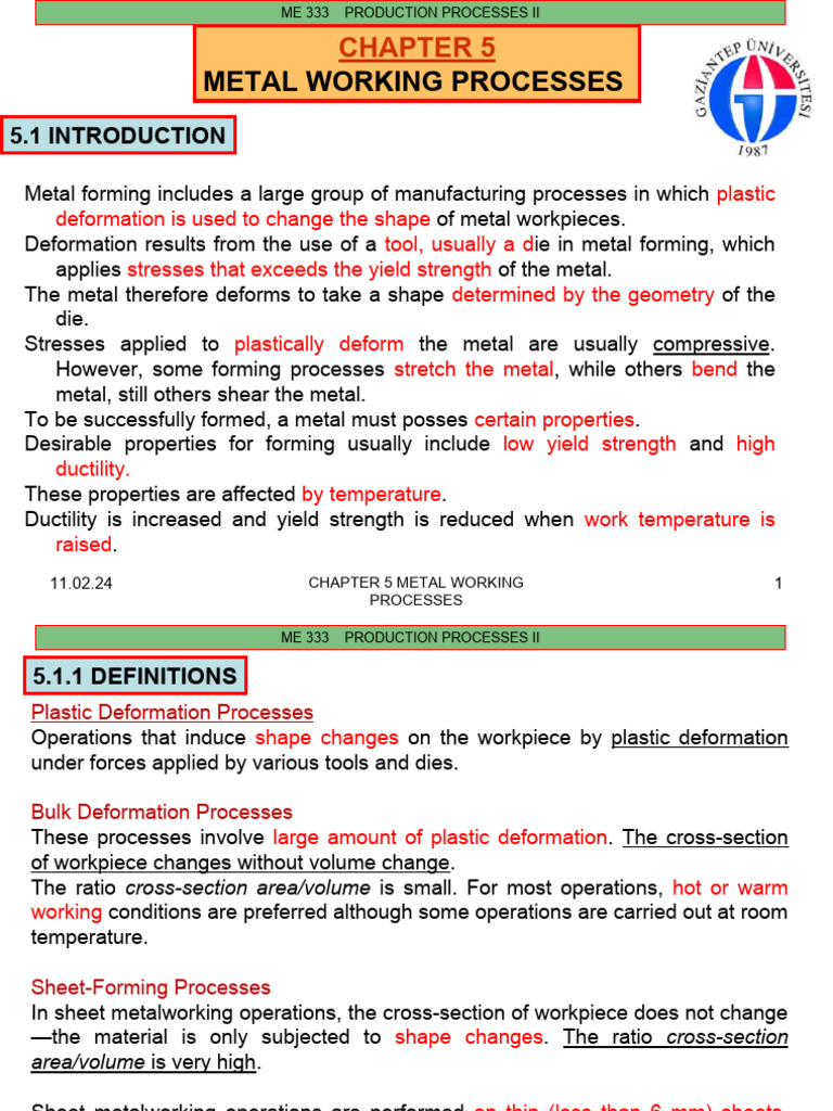 Metal Working Processes Guide | PDF | Deformation (Engineering) | Plasticity (Physics)