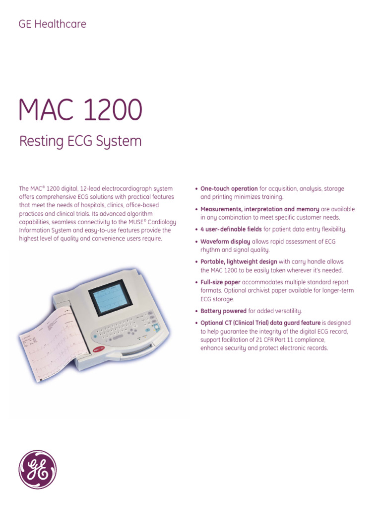 MAC1200 Product Brochure | PDF | Electrocardiography | Electronics
