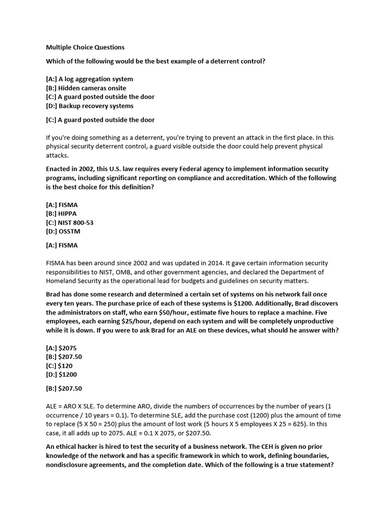 Multiple Choice Questions | Download Free PDF | Transmission Control Protocol | Password