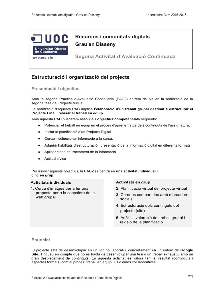 PAC2 RECOM Sem1 16-17 | PDF