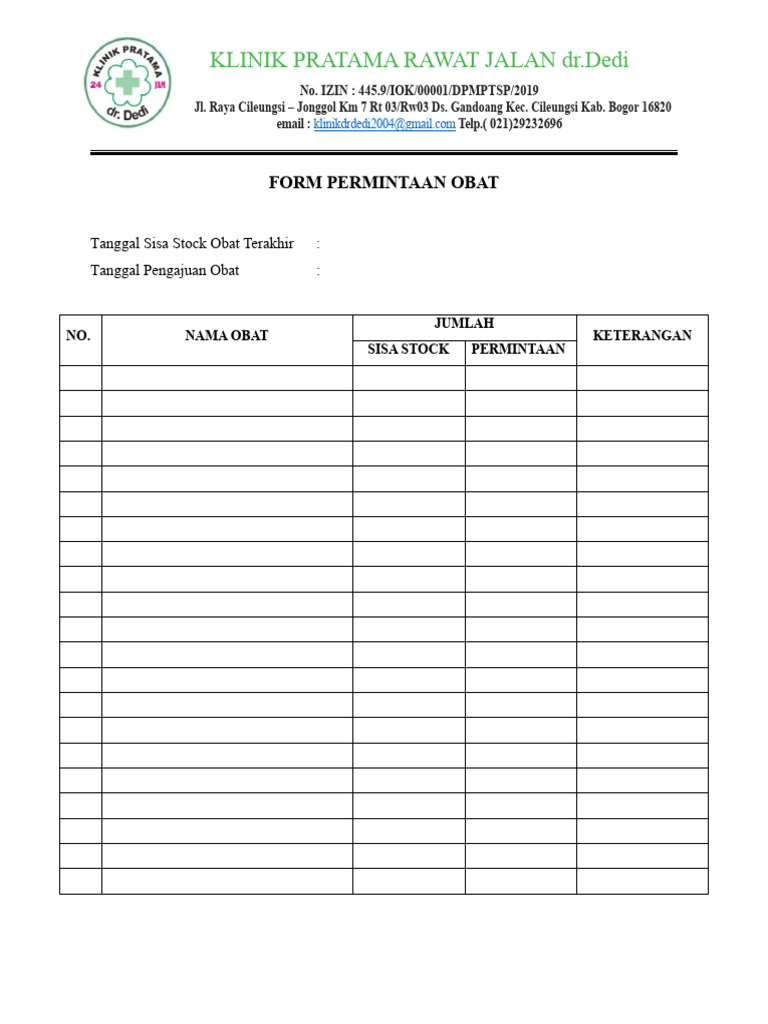 Form Permintaan Obat | PDF