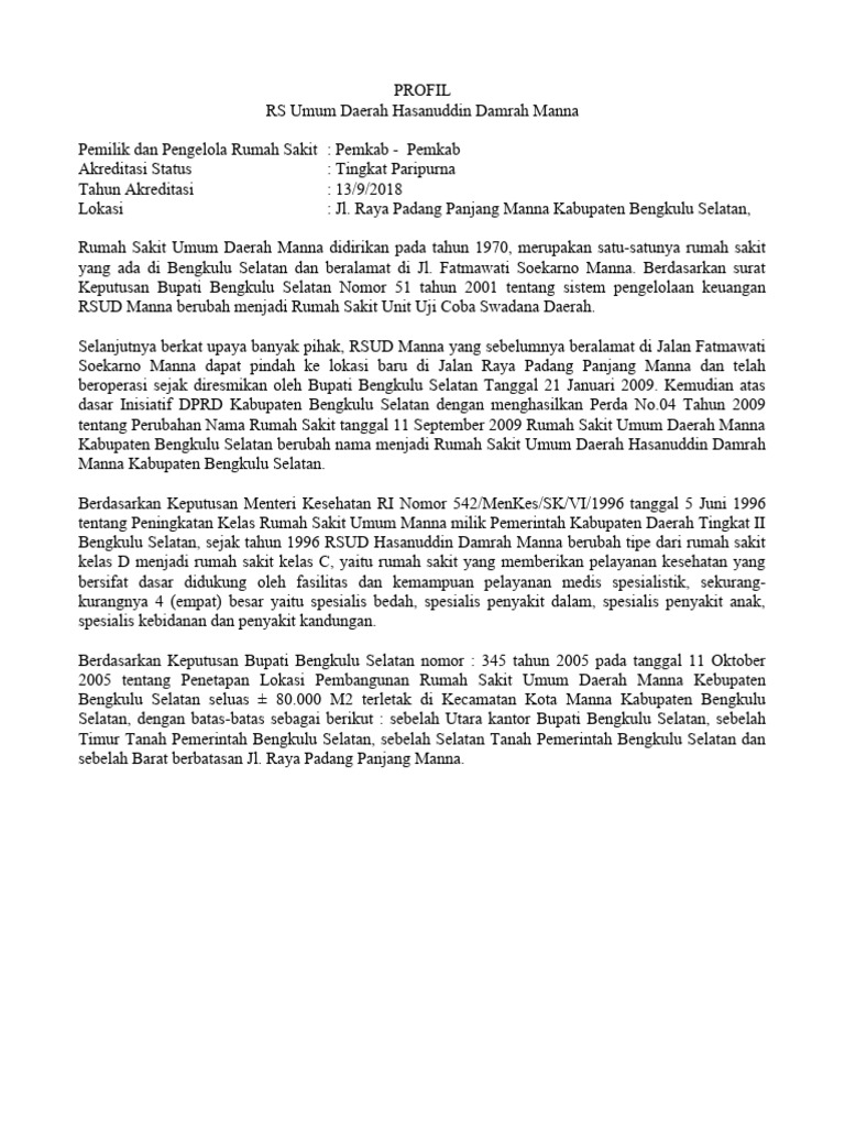 Profil Rsud Hasanudin Damrah | PDF