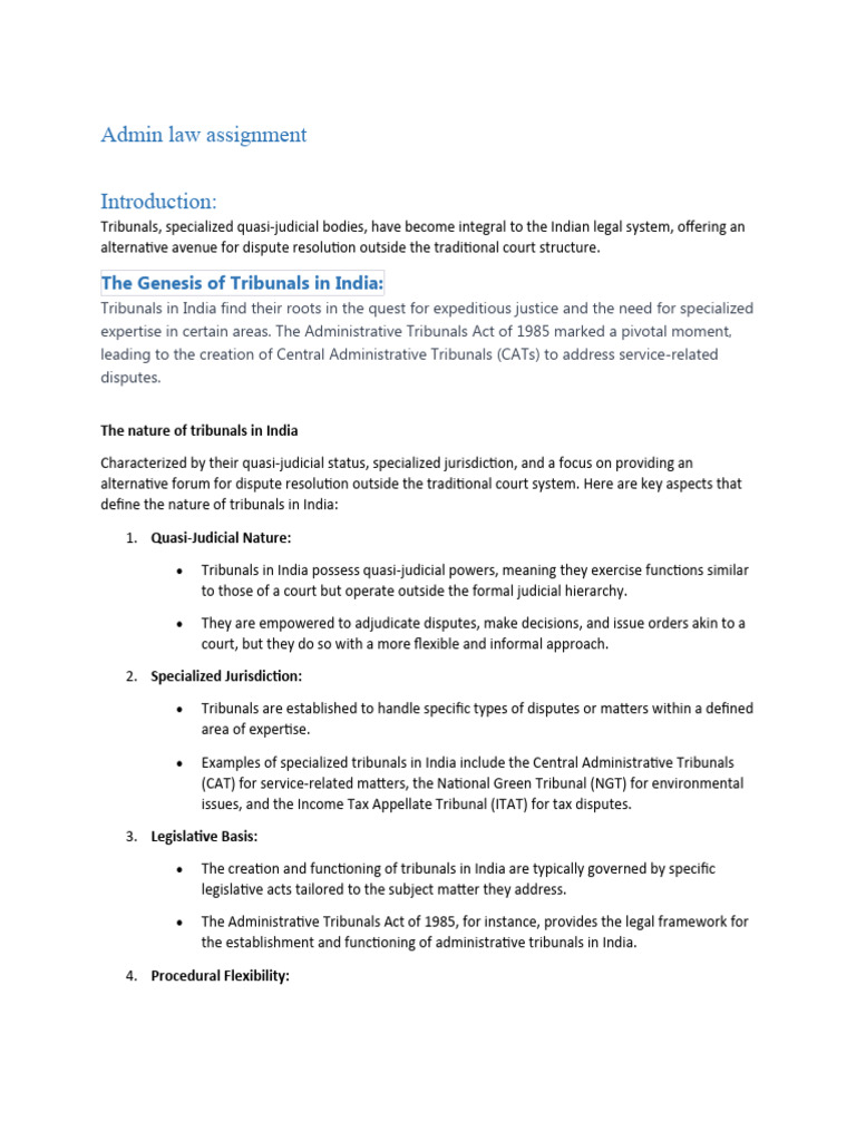 Admin law assignment | PDF | Tribunal | Alternative Dispute Resolution
