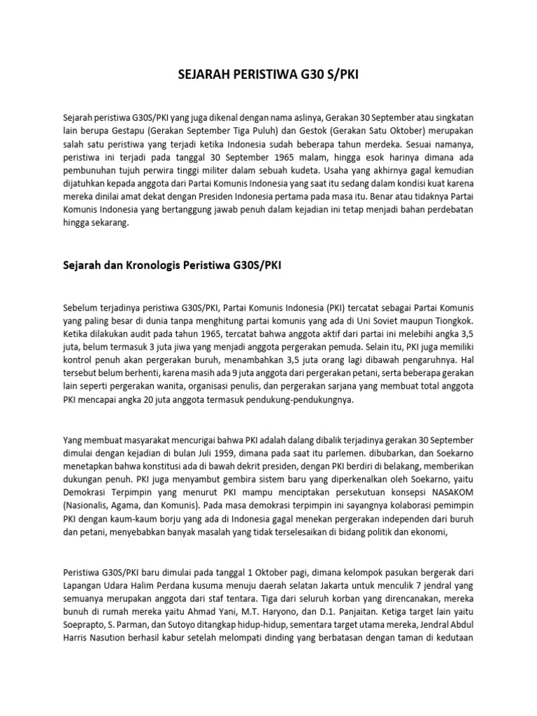 Sejarah Peristiwa G30 S | PDF