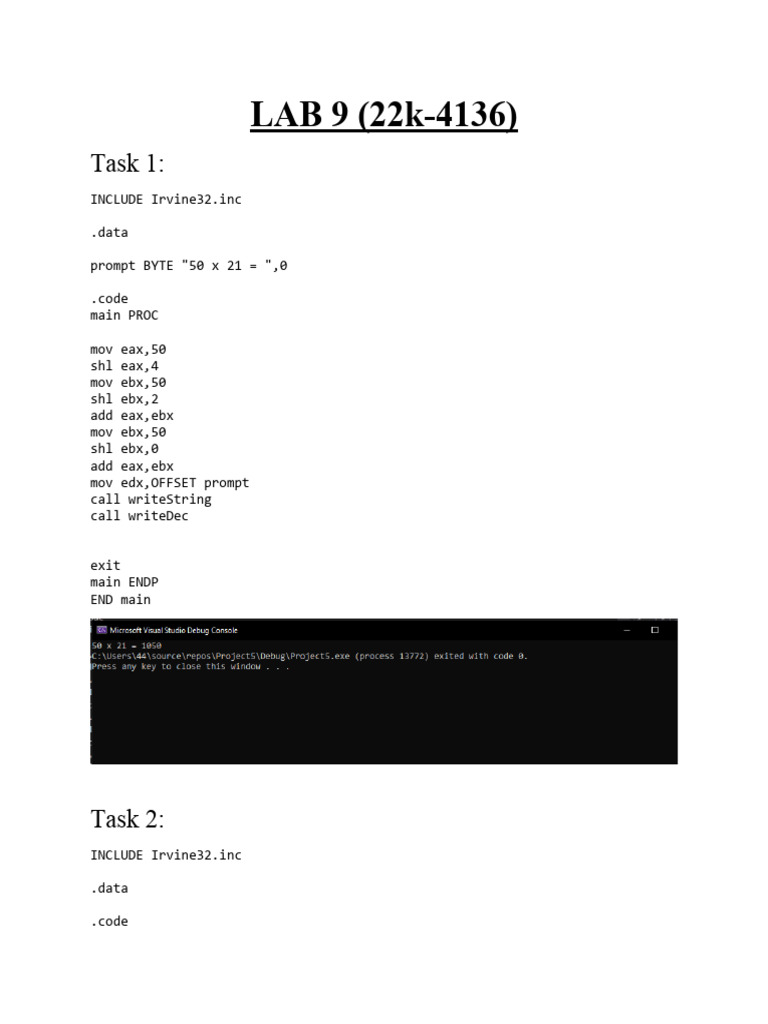 COAL Lab 9 (22k-4136) | PDF COAL Lab 9 (22k-4136) | PDF