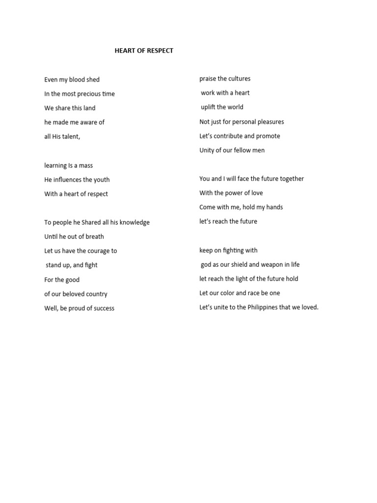 Heart of Respect Song | PDF