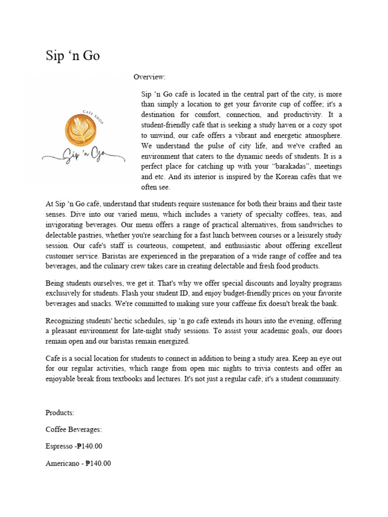 Sip N Go | PDF | Coffeehouse | Drink