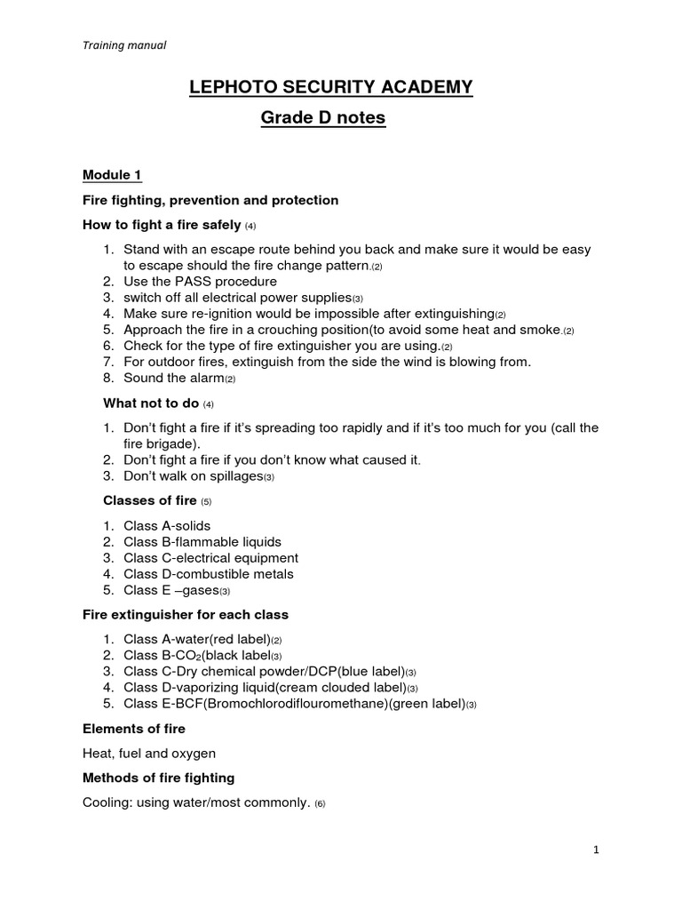 Grade D Notes - 010708 | PDF | Fires | Hazards