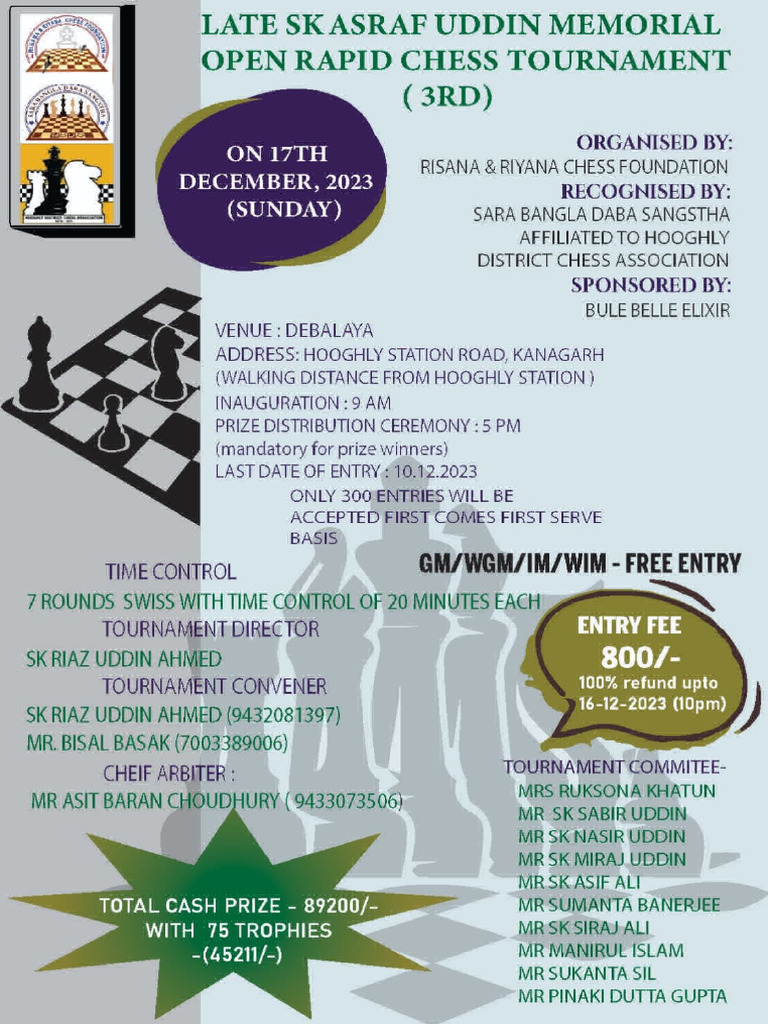 Final Chess Brochure 3rd 2023 | PDF | Gaming | Sports