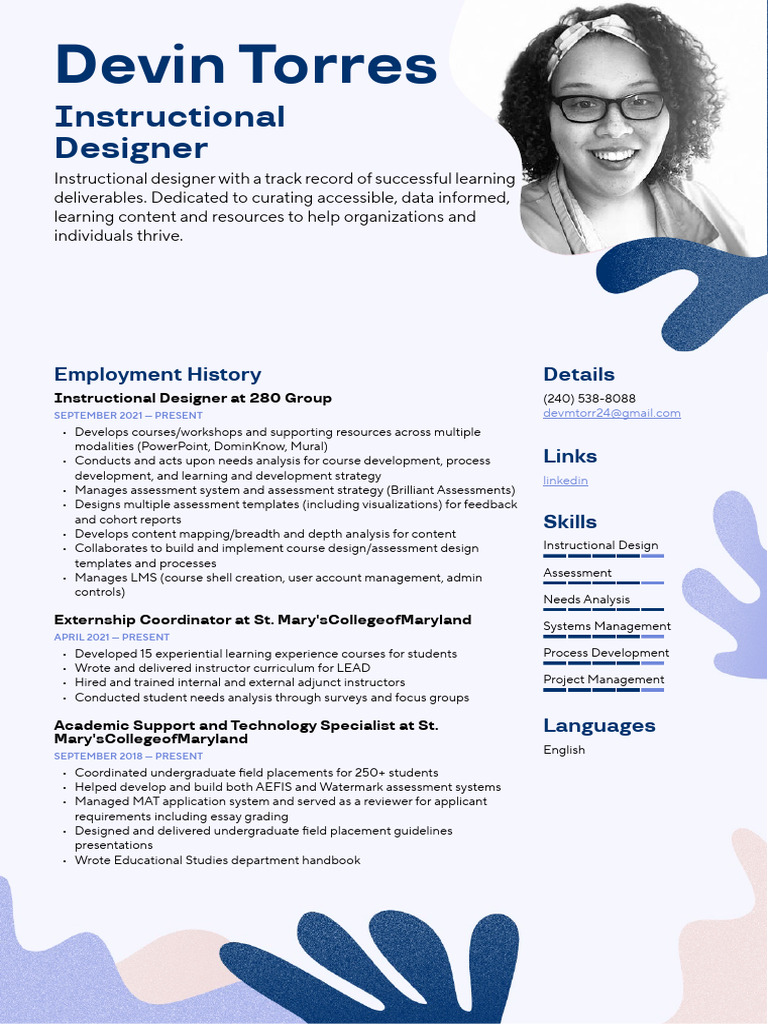 Devin Torres: Instructional Designer Profile | PDF | Instructional ...