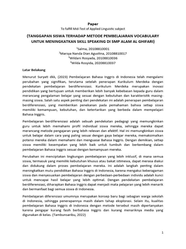 Uts Applied Linguistic (Kelompok Oca) | PDF