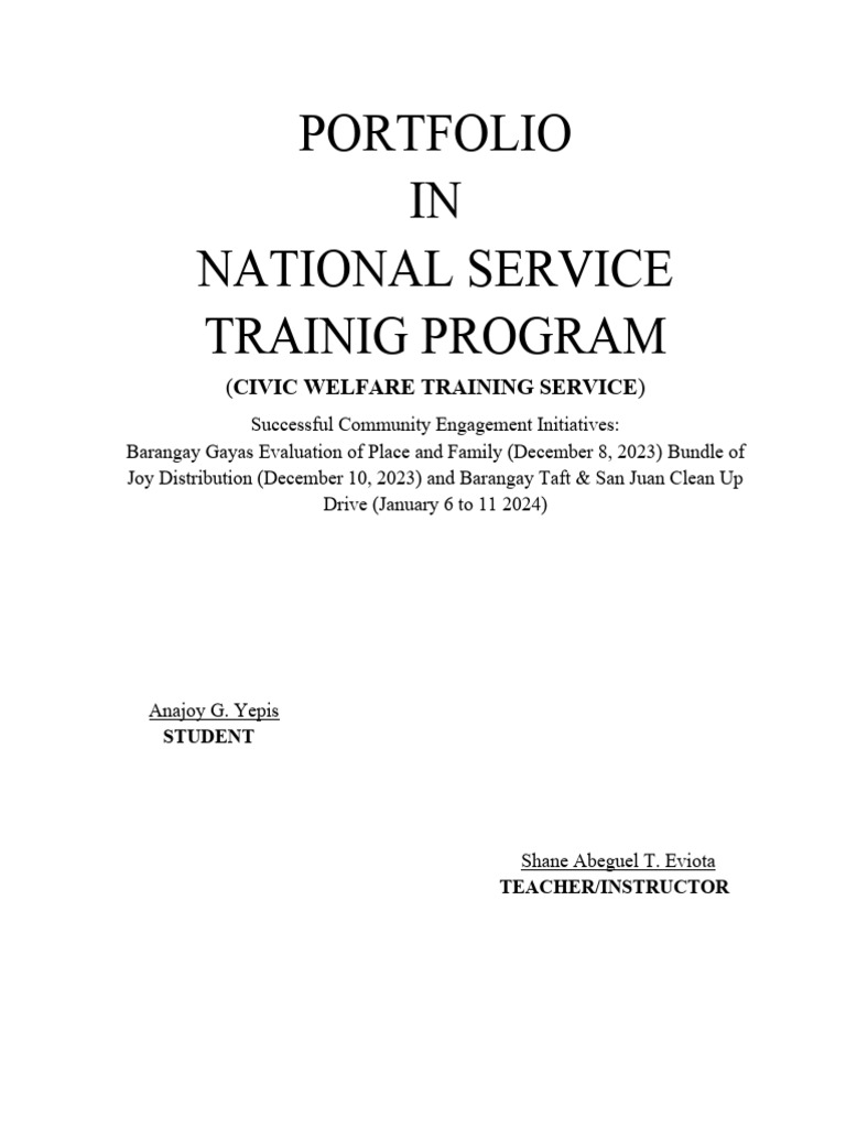 Portfolio NSTP | PDF | Experience | Community