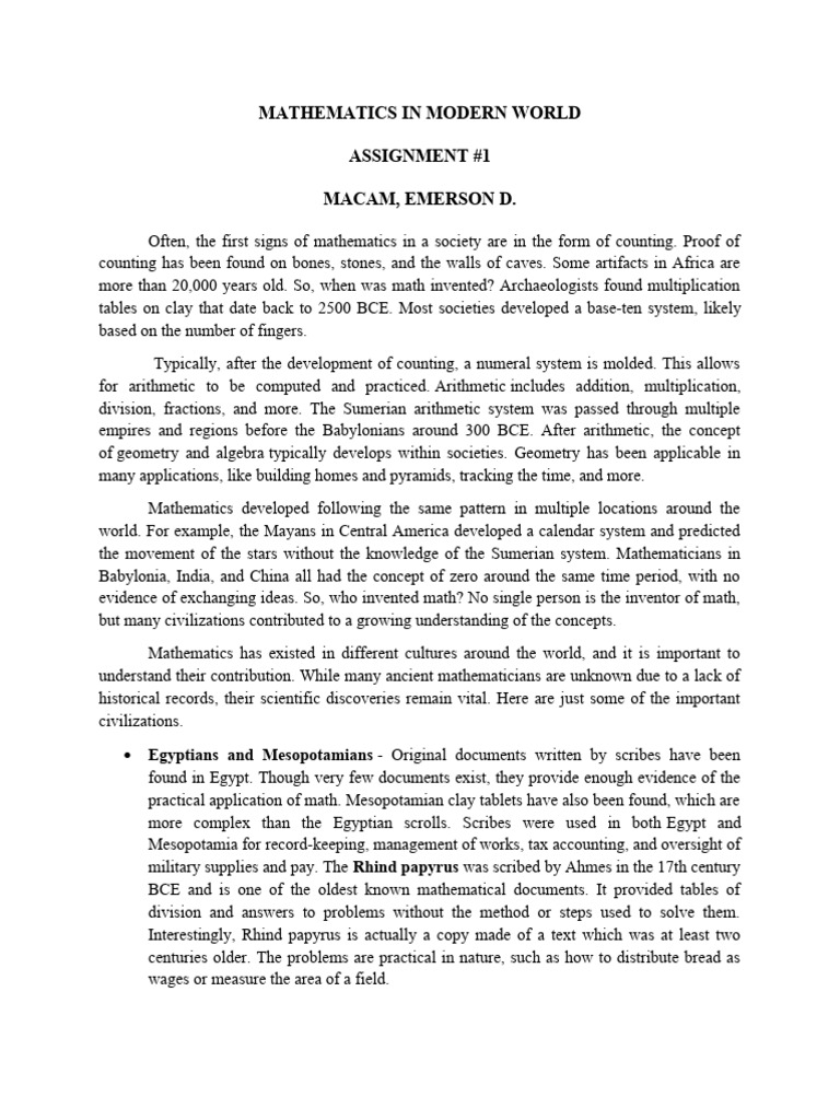 Mathematics in Modern World | PDF | Mathematics | Numbers