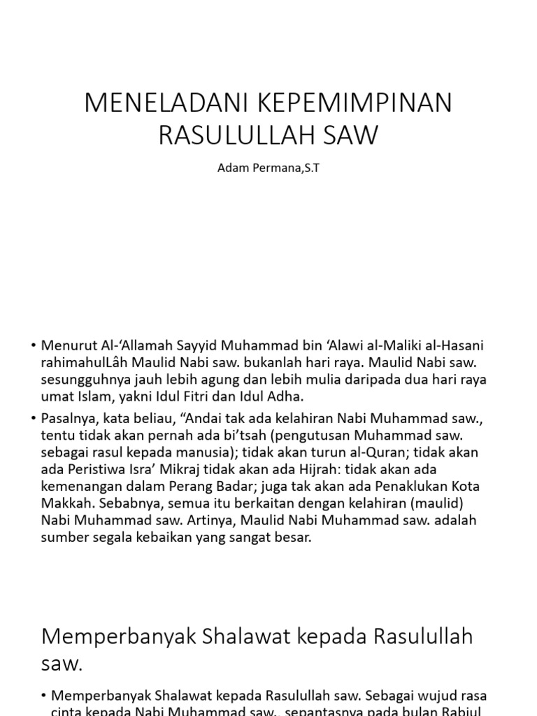 Meneladani Kepemimpinan Rasulullah Saw | PDF