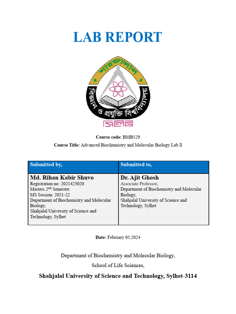 M2 Lab Report Cover and Index | PDF