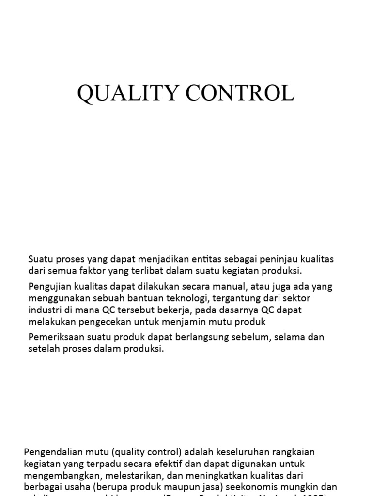 Proses dan Tanggung Jawab Quality Control | PDF