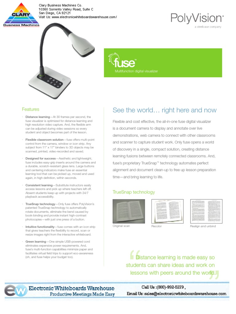 Polyvision Fuse Digital Visualizer | PDF | Image Scanner | Camera