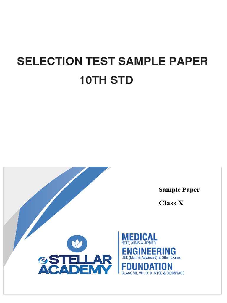 ETSE 2022 Sample Paper Class X | PDF | Reflection (Physics) | Waves