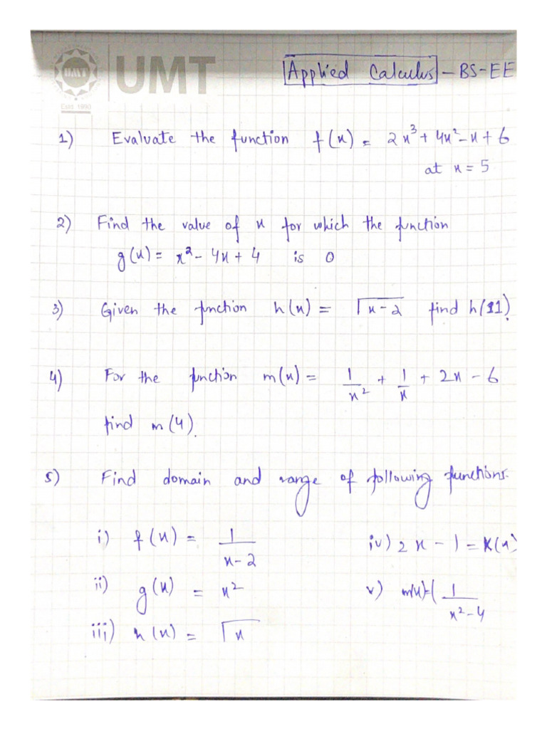 Applied Calculus Practice Questions | PDF