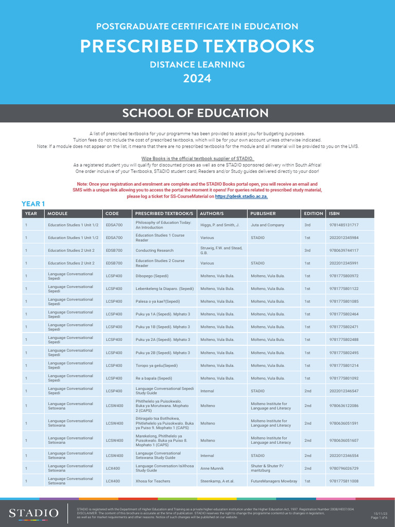 STADIO SOE Textbook PGCE 2024 Website | Download Free PDF | Textbook ...