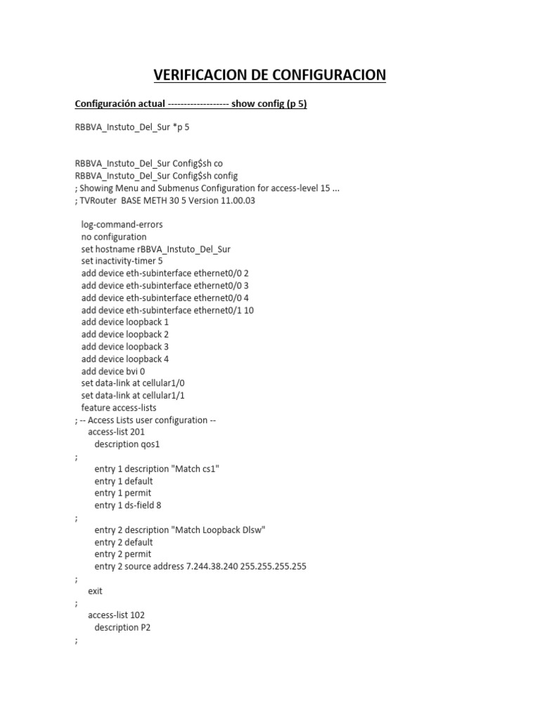 Protocolos de Prueba - RPV Claro Check-List Teldat | PDF | Internet Protocols | Computer Network
