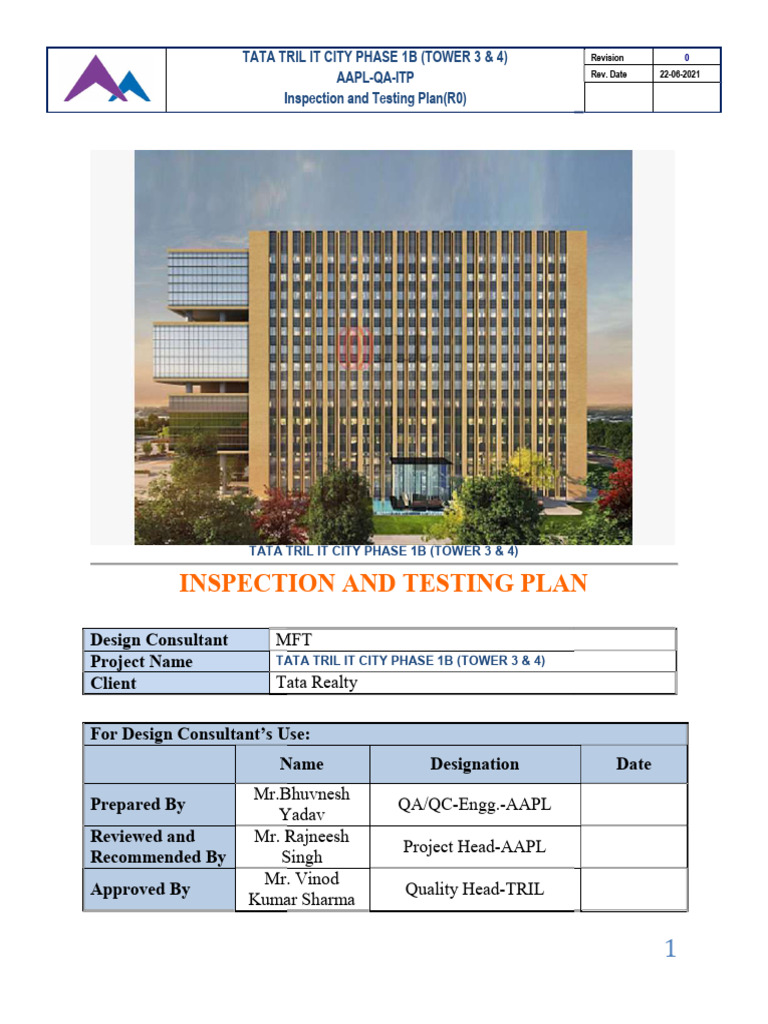 Inspection and Testing Plan Inspection and Testing Plan Inspection and ...