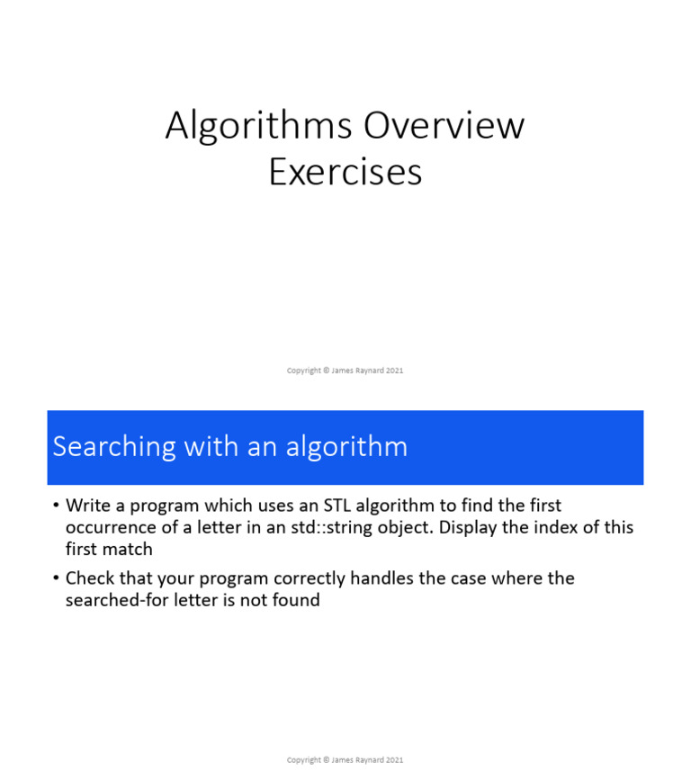 Algorithms Overview Exercises | PDF | Teaching Methods & Materials | Computers