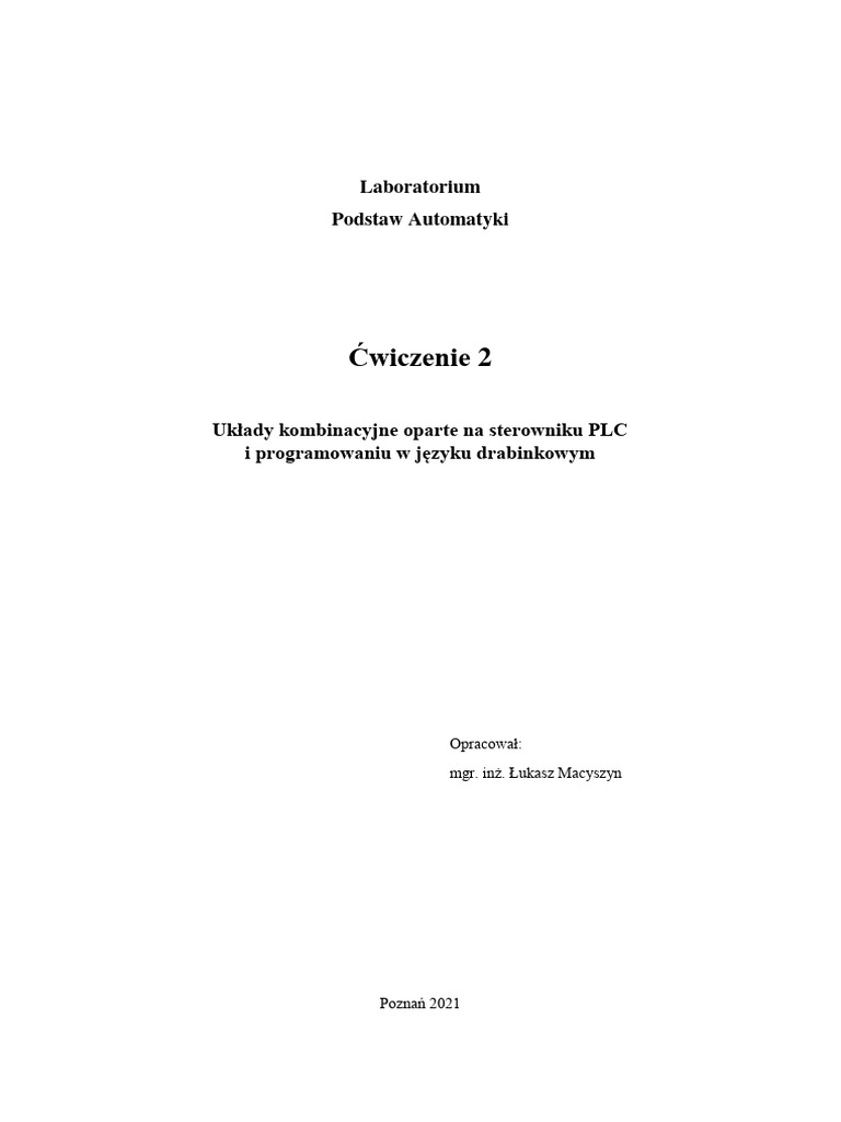Układy Kombinacyjne Oparte Na PLC | PDF Układy Kombinacyjne Oparte Na PLC | PDF