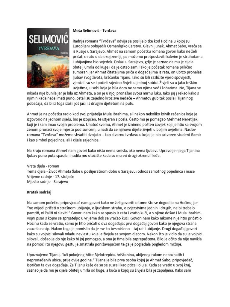 Mesa Selimovic - Tvrdjava 2 | PDF