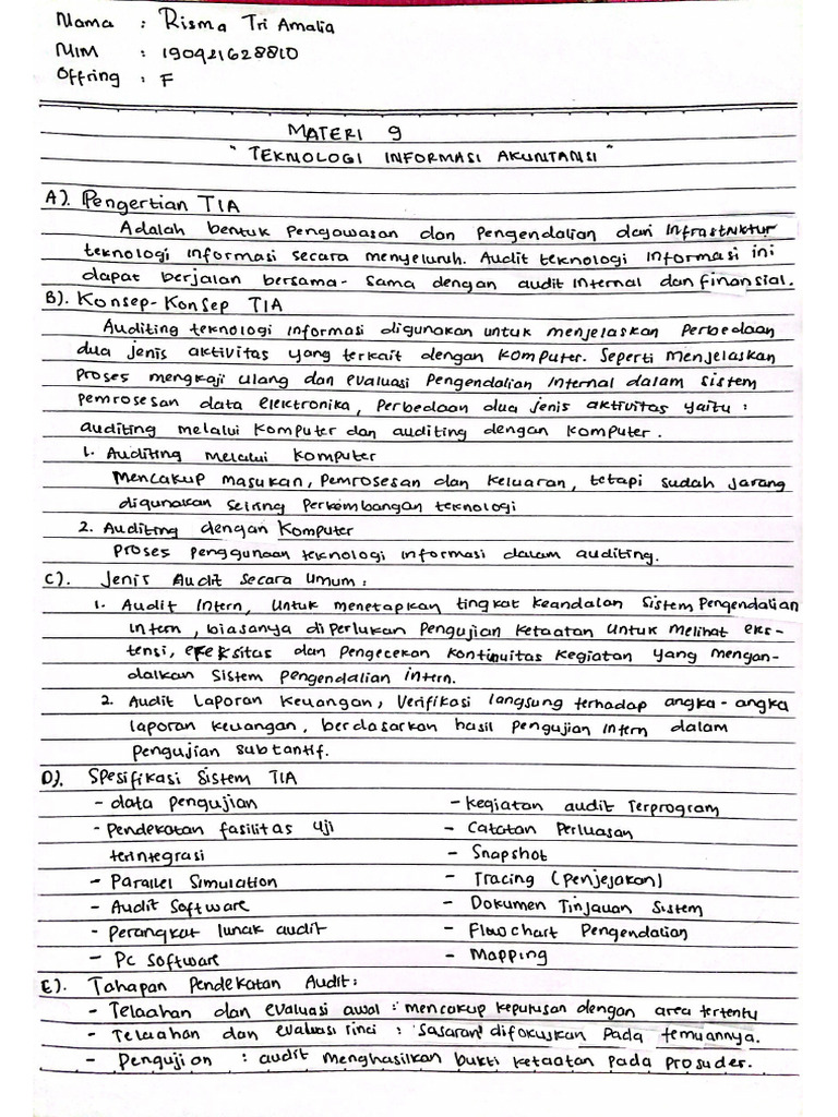 Risma Tri Amalia - F - 190421628810 - BAB 9 - TIA | PDF