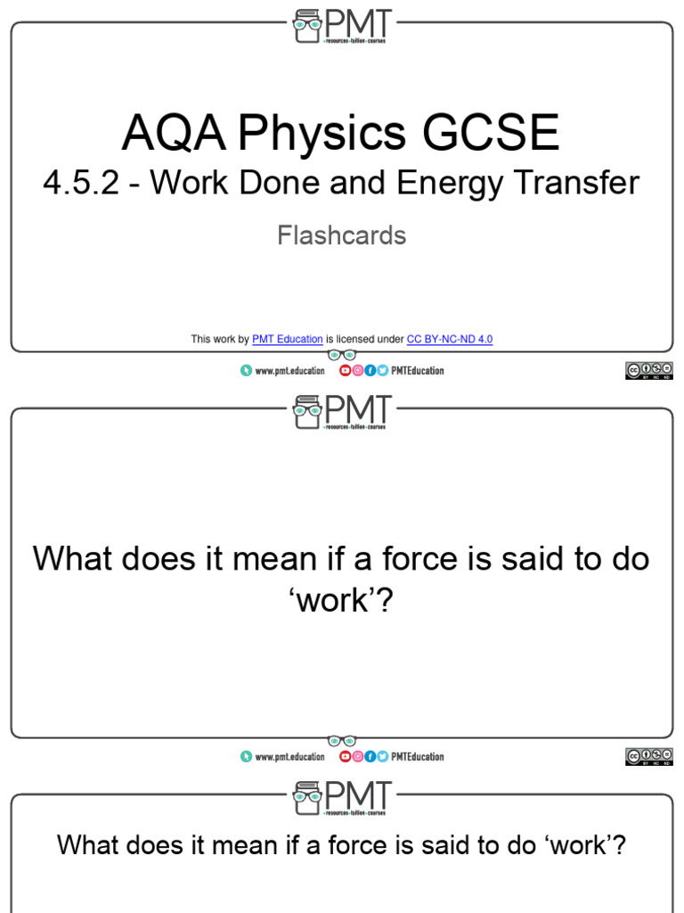 Flashcards - 5.2 Work Done and Energy Transfers - AQA Physics GCSE ...