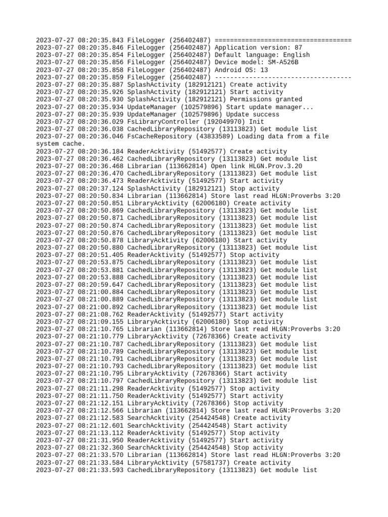 Log | PDF | Android (Operating System) | Cache (Computing)