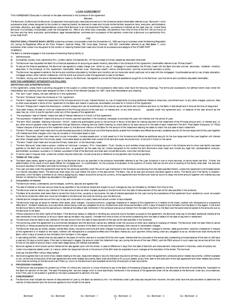 LAP and SME Loan Agreement | Download Free PDF | Loans | Interest