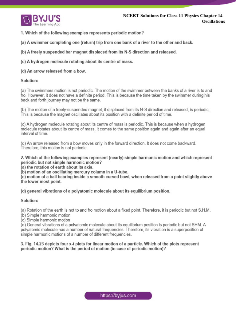 NCERT 15may Chapter 14 Oscillations | PDF | Oscillation | Pendulum