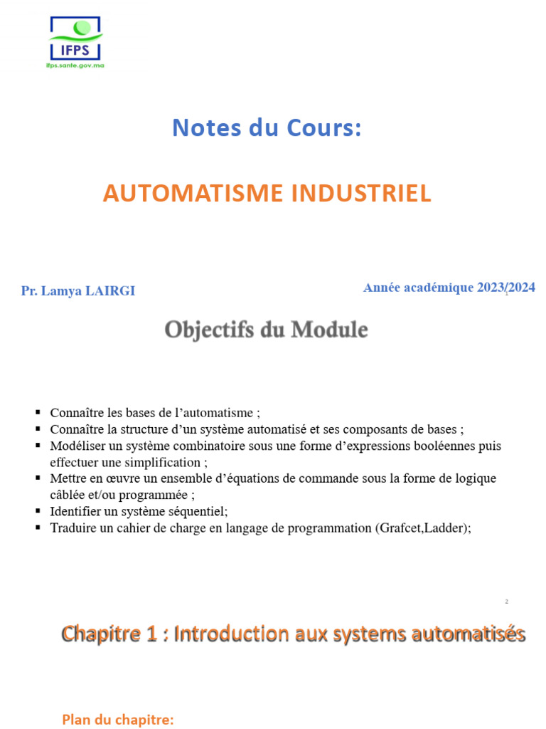 Introduction à l'automatisme industriel | PDF | Automate programmable ...
