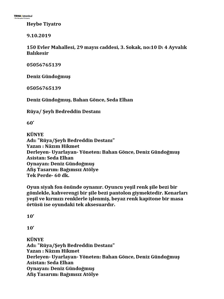 Rüya Şeyh Bedreddin Destanı | PDF