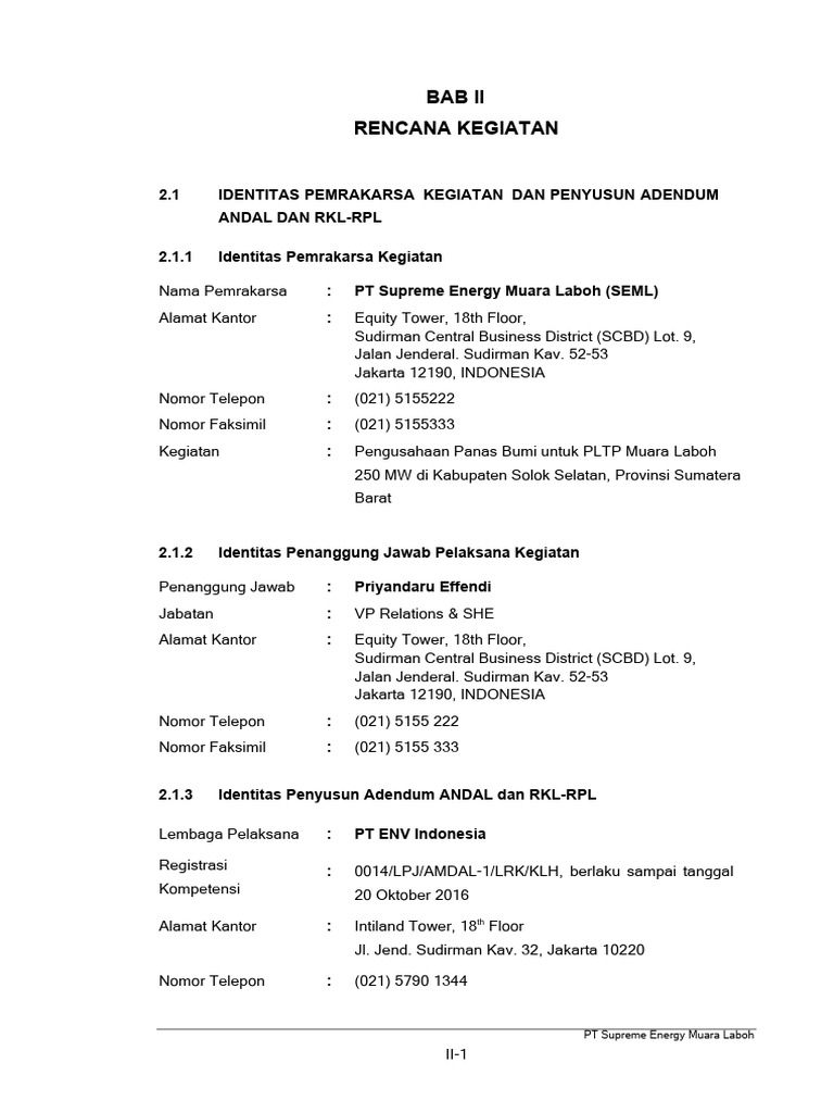 Rencana Kegiatan PLTP Muara Laboh 250 MW | PDF | Sains & Matematika
