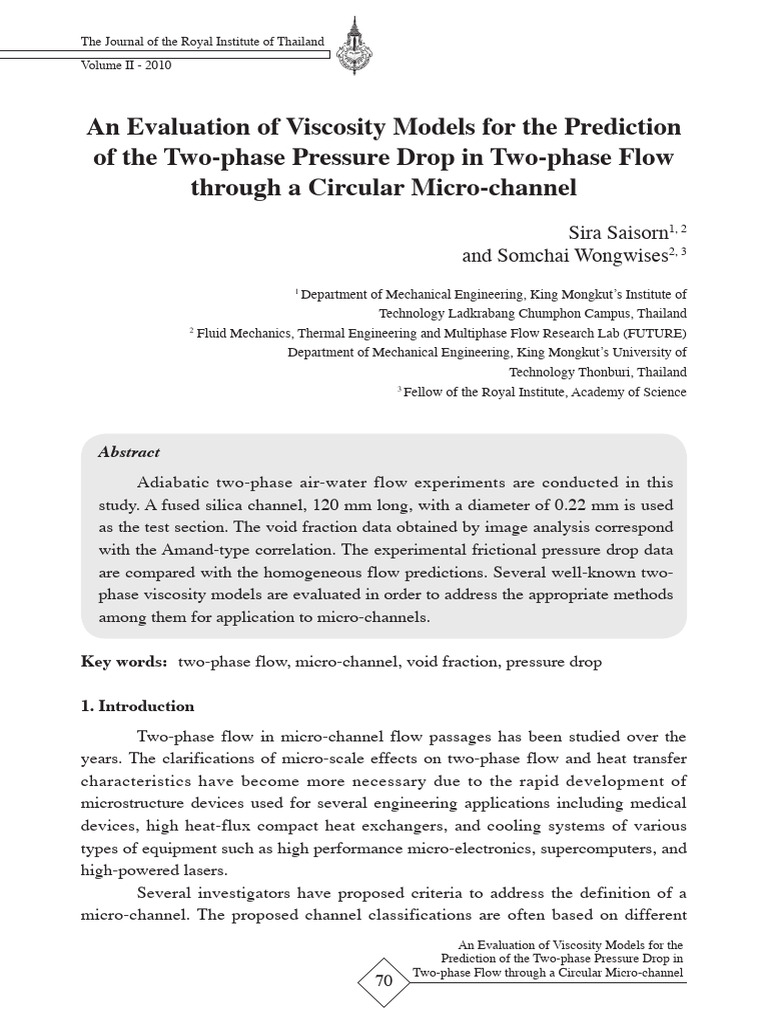An Evaluation of Viscosity Models For The Prediction of 2 PH Pr. Drop in 2 PH Flow | PDF | Fluid ...