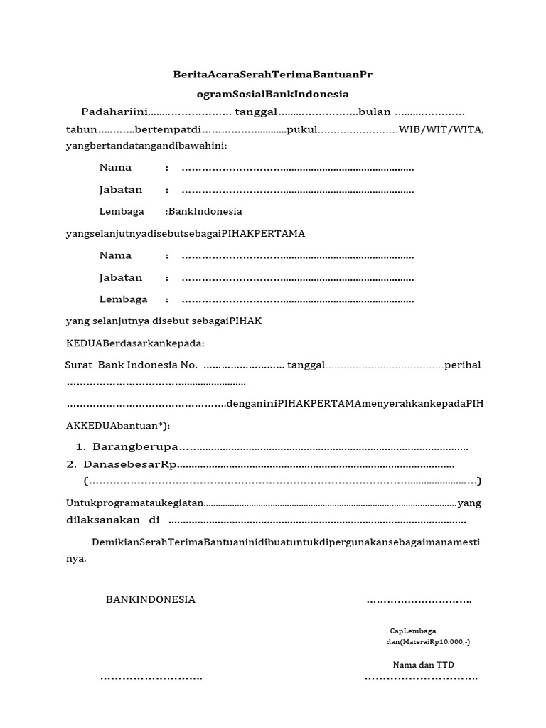 Template BAST, Surat Pernyataan, Surat Penunjukkan Rekening | PDF