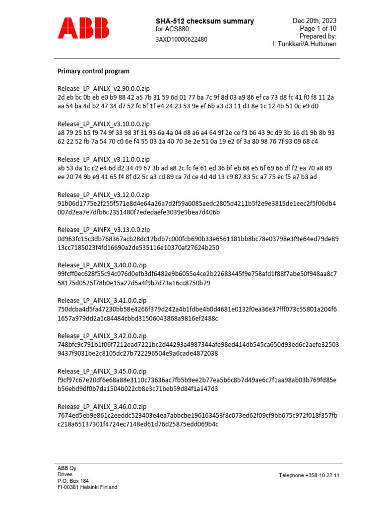 ACS880 SHA-512 Checksum Summary | PDF | Chess
