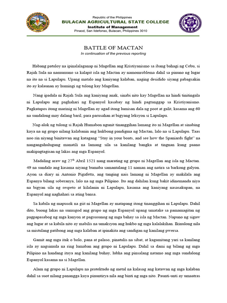 Battle of Mactan Explanation | PDF