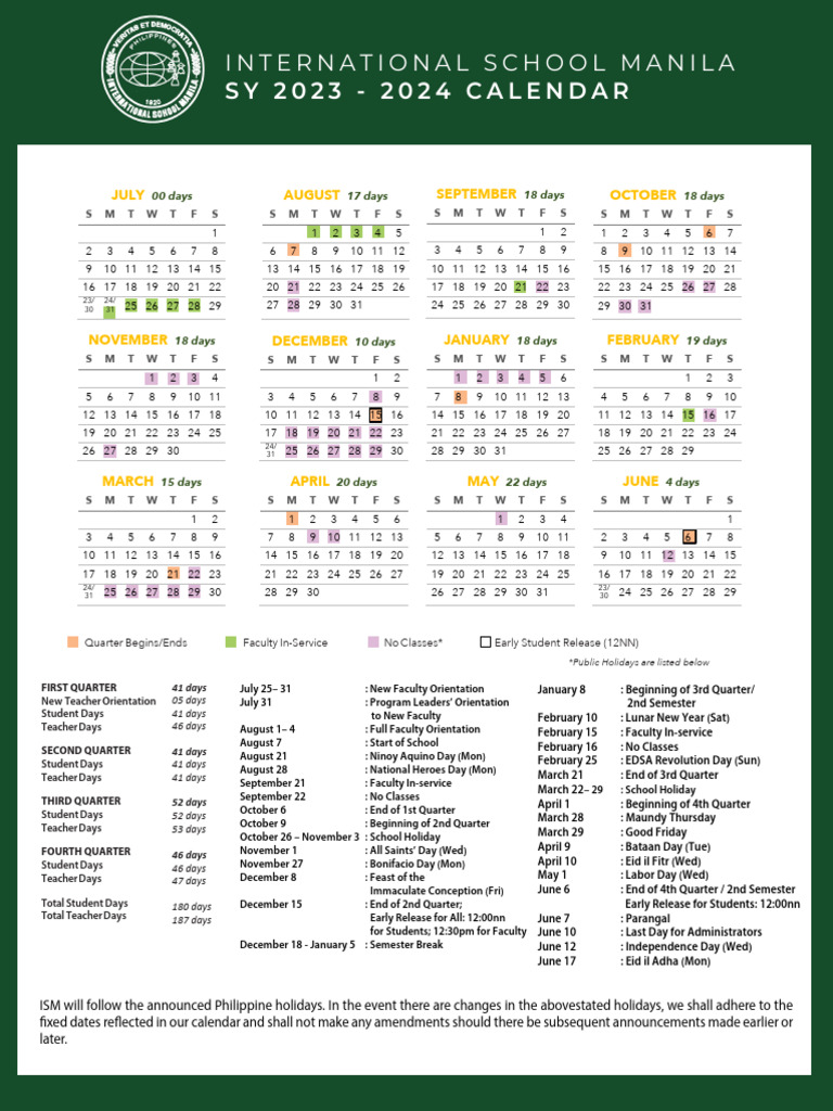 Calendar SY23-24March302023 | PDF | Academic Term | Philippines