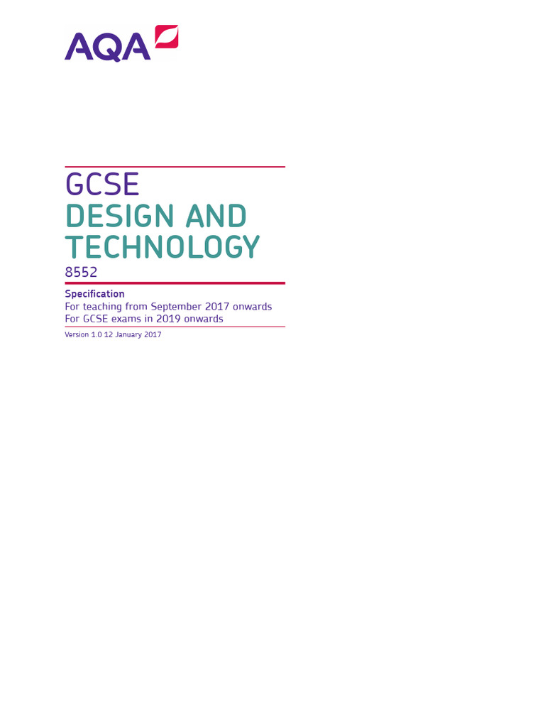 AQA GCSE 9 To 1 Specification | PDF | Textiles | Screw