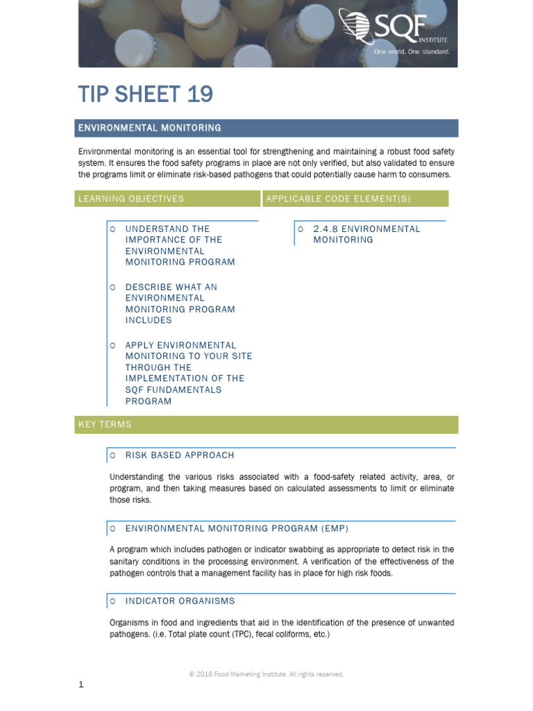Tip Sheet 19 Environmental Monitoring | PDF | Environmental Monitoring ...