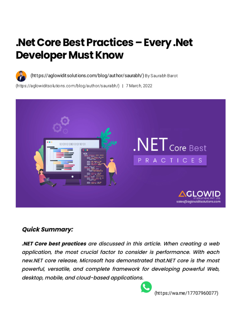 .Net Core Best Practices - Every .Net Developer Must Know | PDF | Language Integrated Query ...