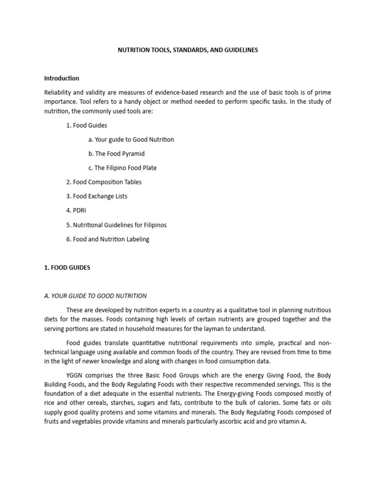 Nutrition Tools | PDF | Foods | Nutrients